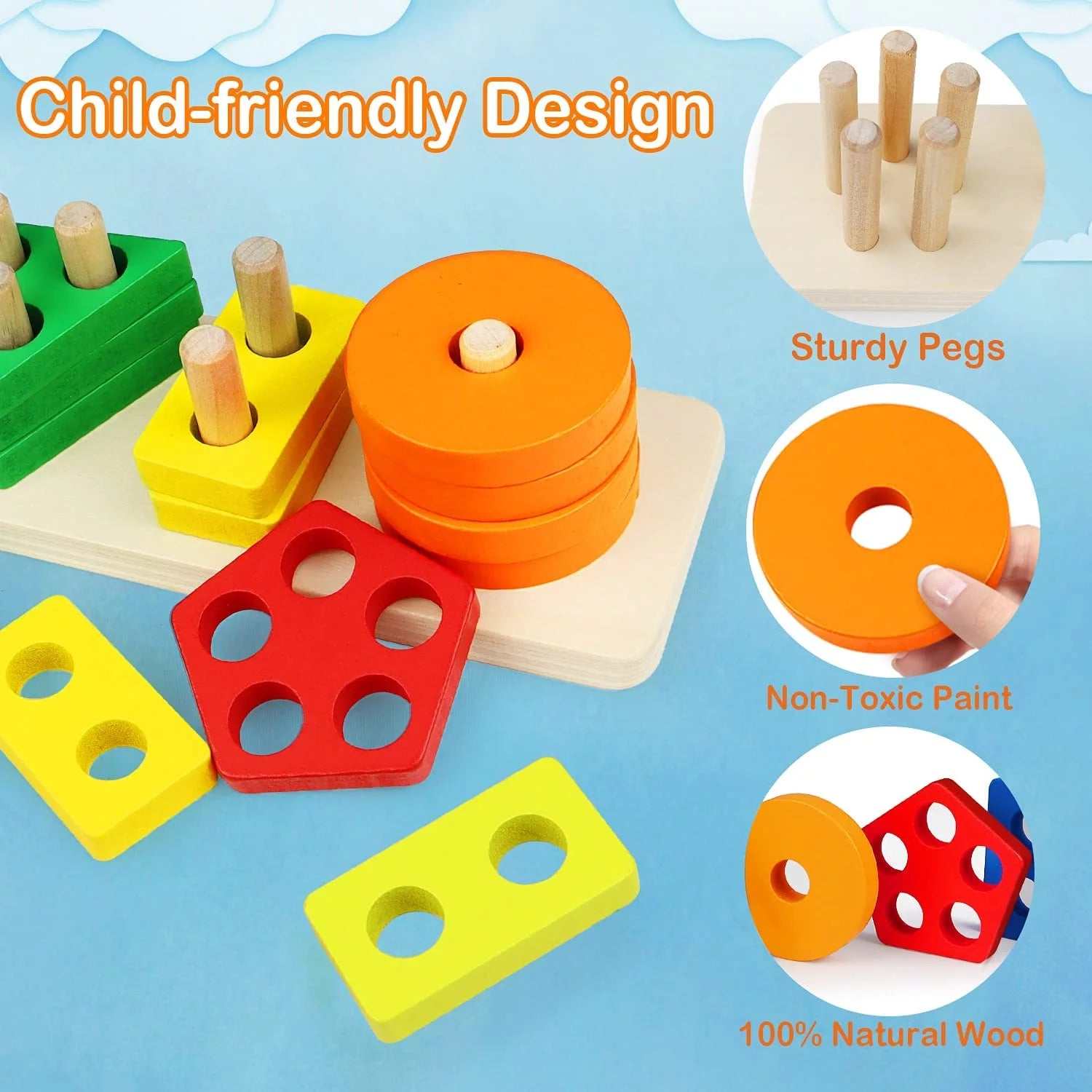 Stacker Kids Color Recognition Toy - Montessori Learning Fun – Eco Wise ...